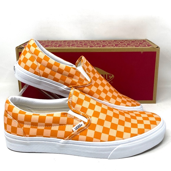 Vans | Shoes | Vans Classic Slip On Shoes Skateboarding Orange Check ...